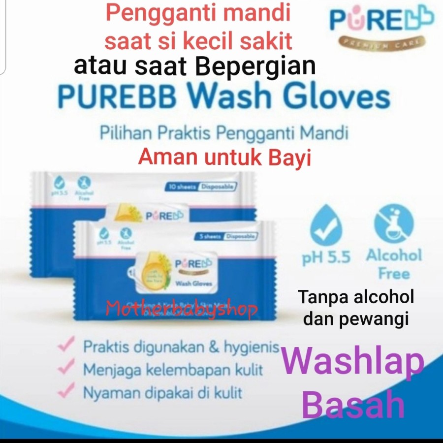 Jual Pure Baby Disposable Wash Glove Washlap Tissue Basah Pengganti ...