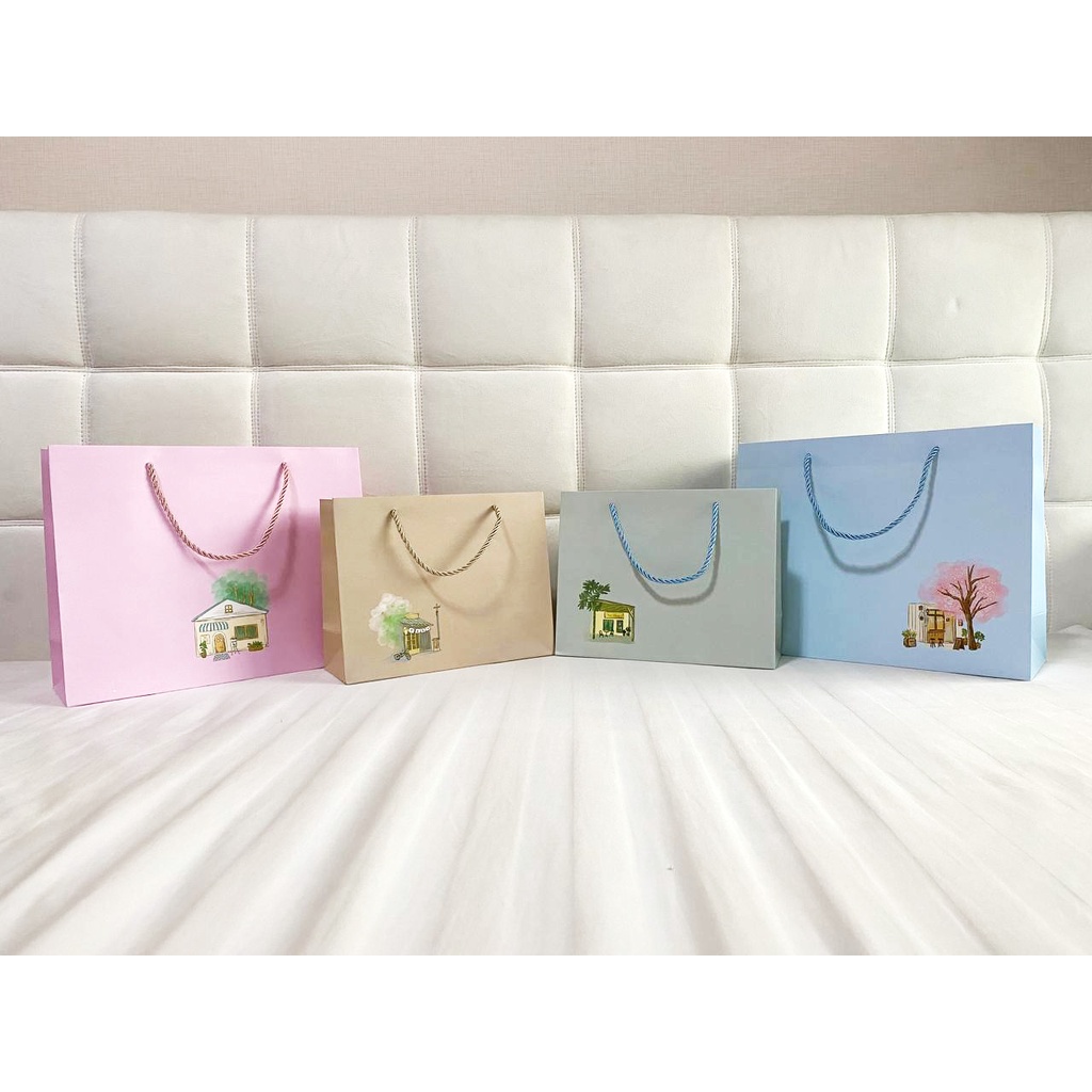 Jual Paper Bag motif rumah house kafe cafe / Tas Kado / Shopping bag ...