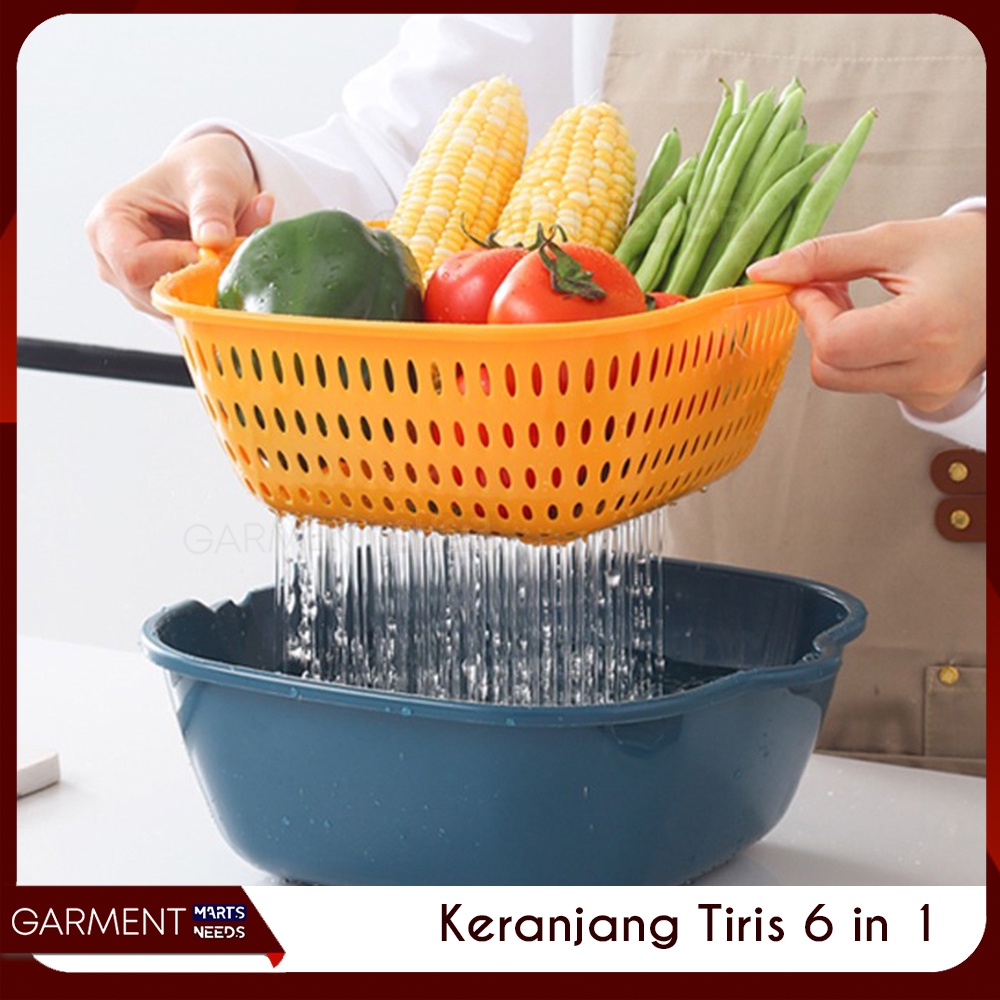 Jual TIRIS - Wadah Tirisan Sayur Buah Baskom Saringan Makanan 6 In 1 ...