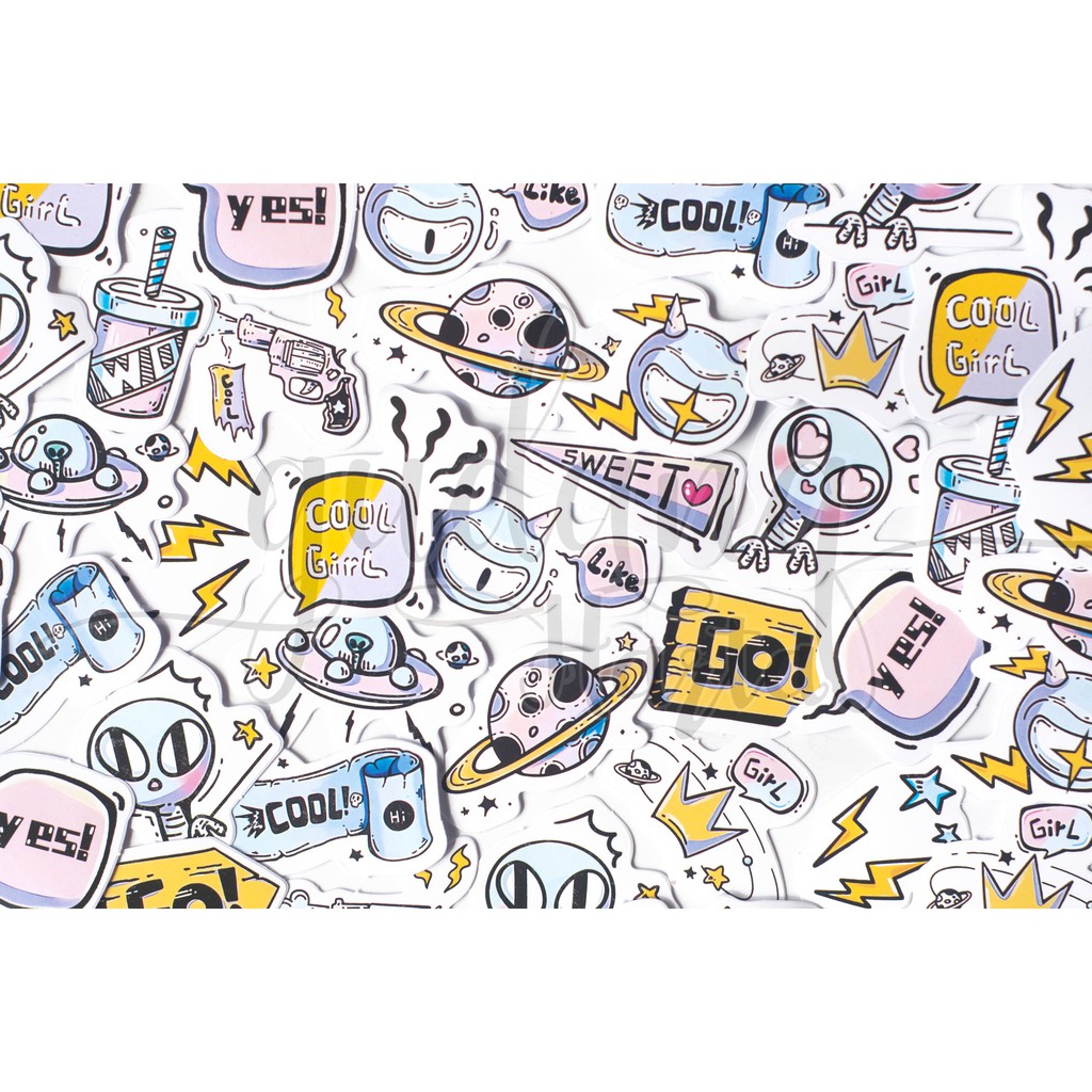 Jual Stiker Sweet Alien Sticker Manusia Planet Unik DIY Scrapbopok GH ...