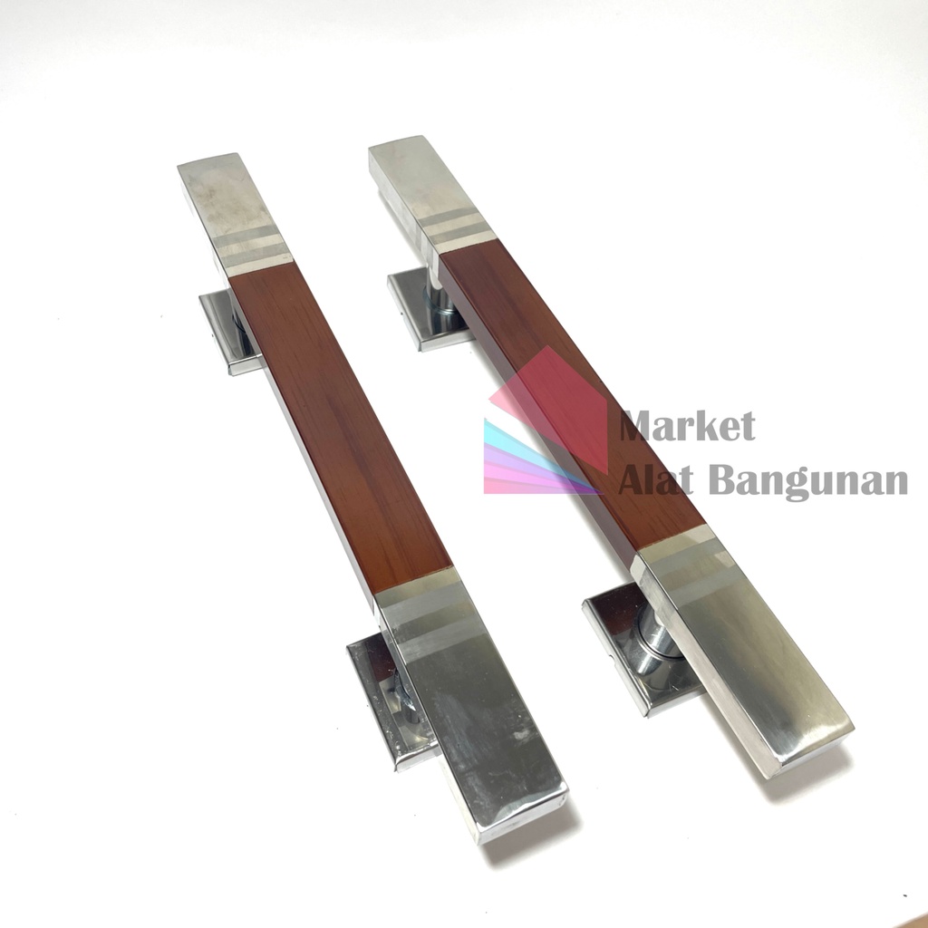 Jual Handle Pintu 2 Kotak Natural Ujung Silver Motif Kayu 33 cm ...