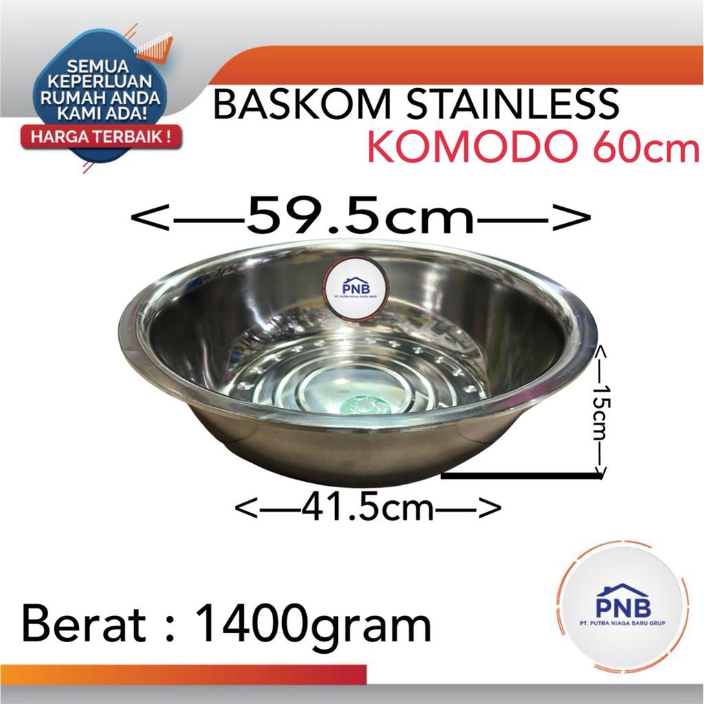 Jual Baskom Korea Stainless Komodo Baskom Besar Stainless 60 Cm | Shopee Indonesia
