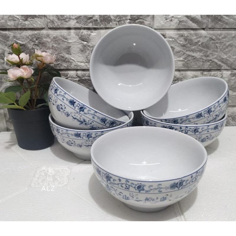 Jual Mangkuk keramik Antik Set 6/ Mangkok Keramik Putih Biru/ Tempat ...