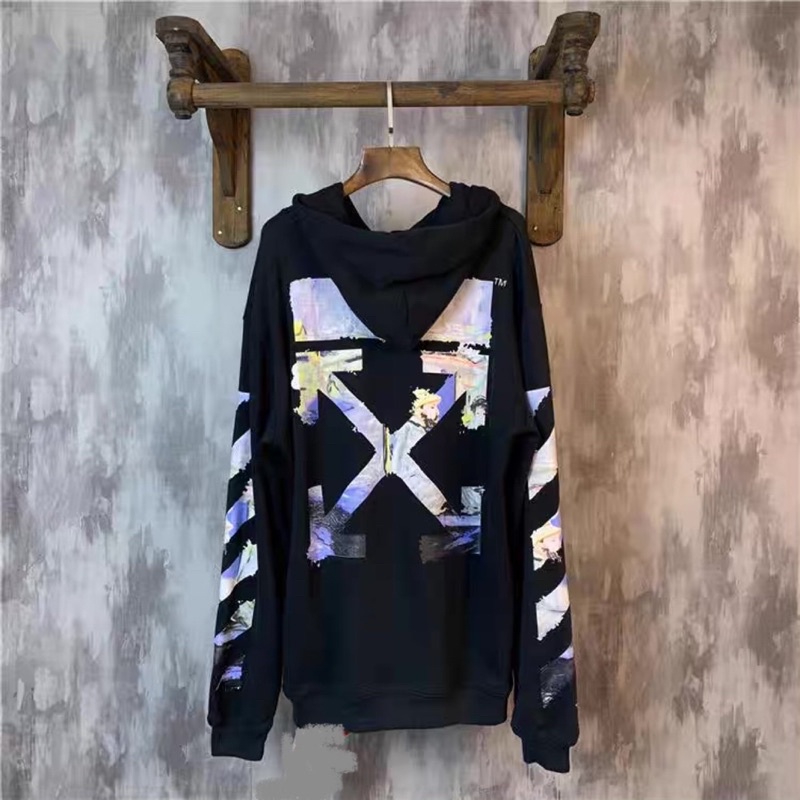 Jual Off white arrow oil painting hoodie black | Shopee Indonesia