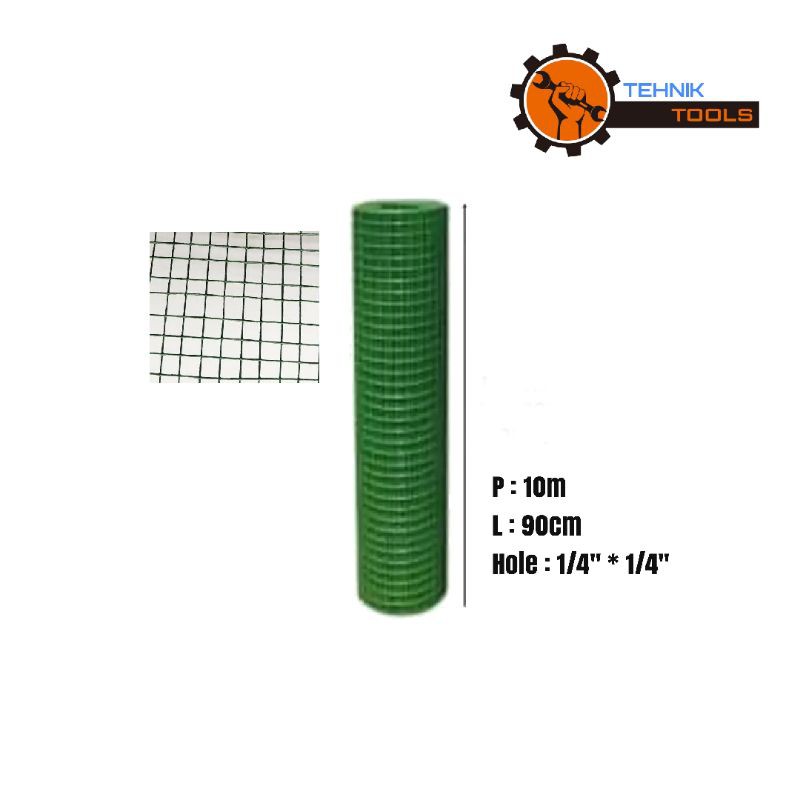 Jual 1 Roll Kawat Loket Hijau 1/4 Inch Kawat Gulung Kawat Ram Kawat Pvc ...