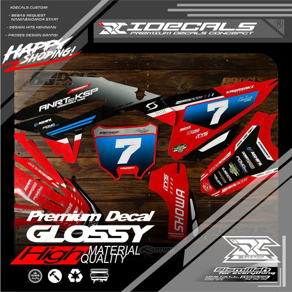 Jual 00193 sticker decals fullbody kawasaki klx gordon desain merah ...