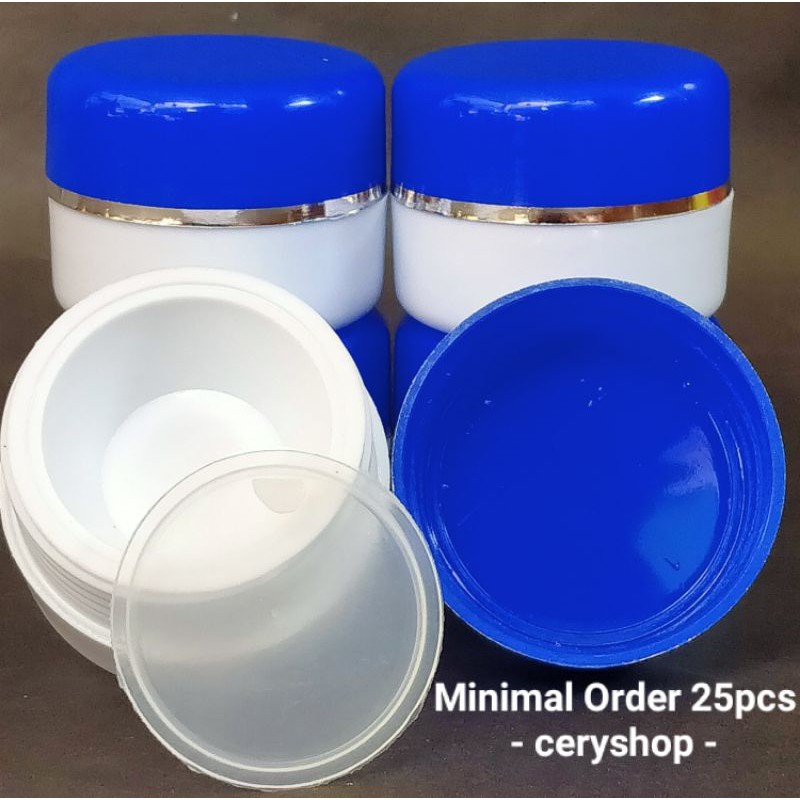 Jual Pot Kosmetik 12,5gram Warna Putih Biru Tua List SiLver | Shopee ...