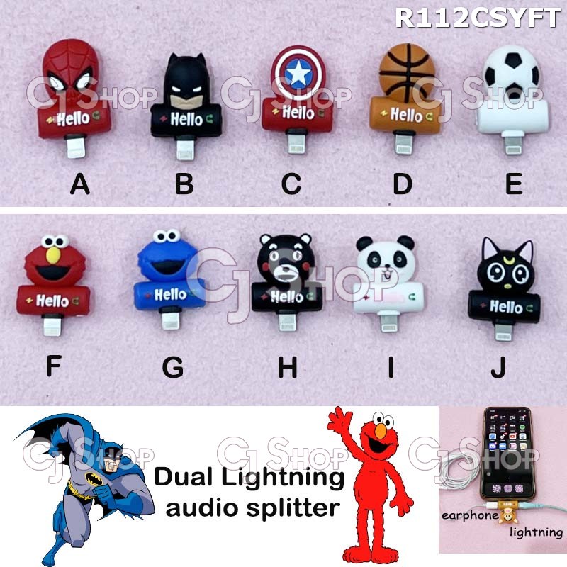 Jual Dual lightning audio splitter iPhone Spiderman, Batman, Capt ...