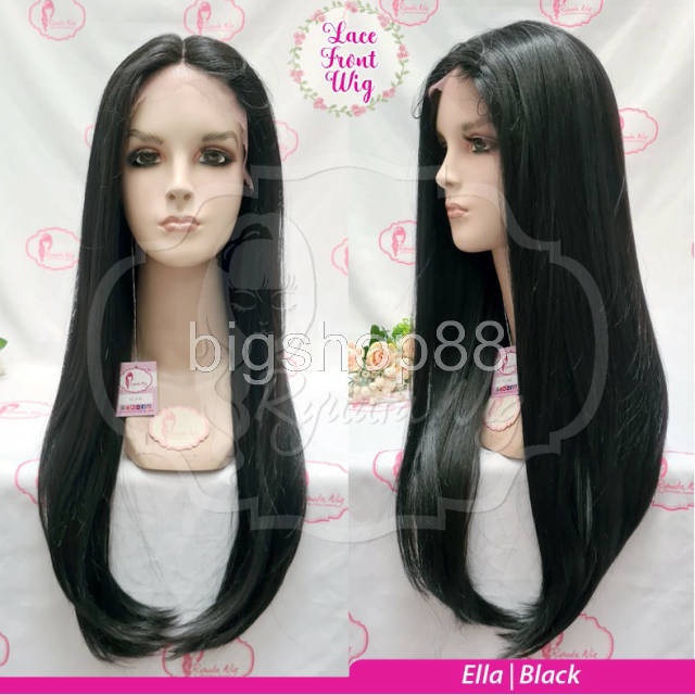 Jual bigshop88 - Wig Hitam Panjang Lurus Lace Front Wig Long Straight ...