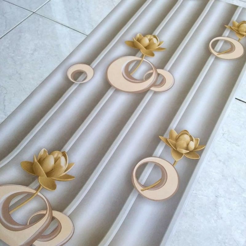 Jual Wallpaper Sticker Dinding Bunga Lotus Gold 3D ukuran 45 cm x 10 m ...