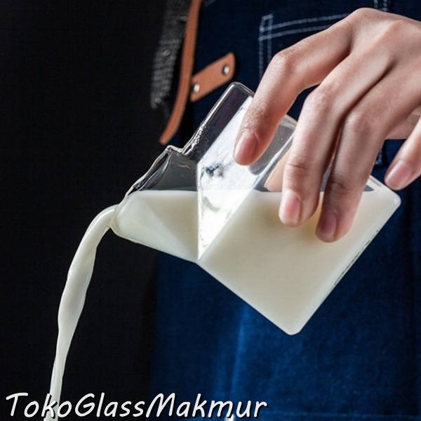Jual Gelas Kaca Kotak Susu Milk Box Drinking Transparent Glass 300ml ...