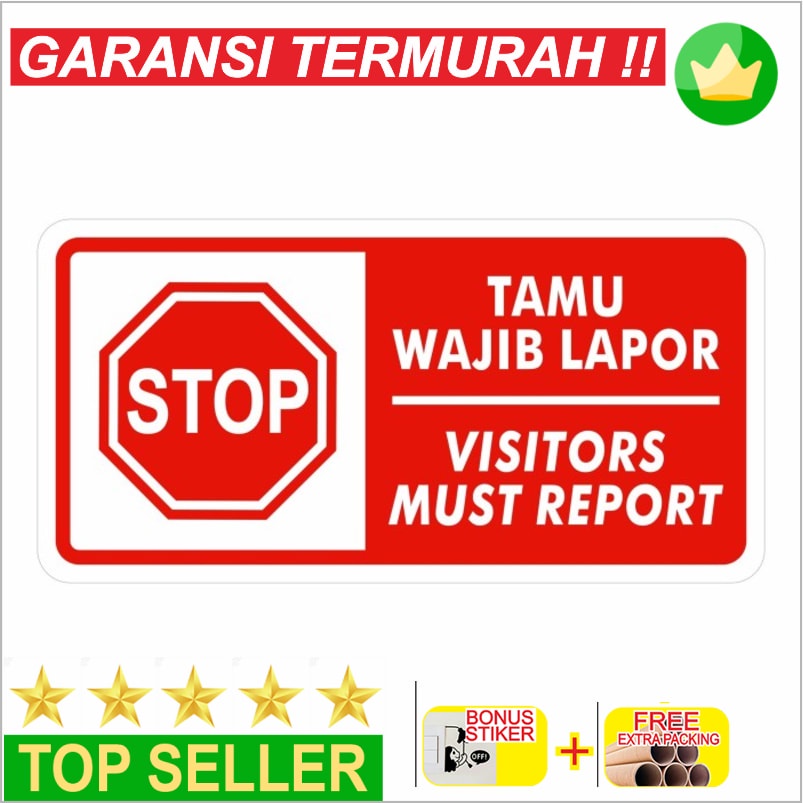 Jual Grosir Rambu Sign Tamu Wajib Lapor 40cm x 20cm Stop Plat Alumunium ...