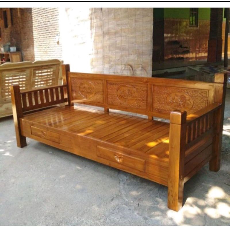 Jual Bangku taman bangku bale/resban bahan kayu jati sudah warna ...