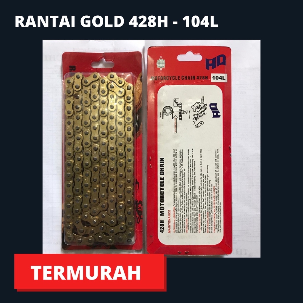 Jual RANTAI MOTOR GOLD KUNING CHAIN 428H 104L | Shopee Indonesia