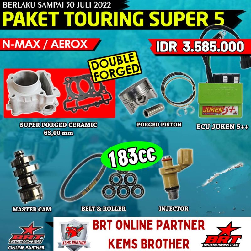 Jual BLOK BRT NMAX AEROX CERAMIC TOURING SUPER 5 BOREUP 183CC (Blok ...