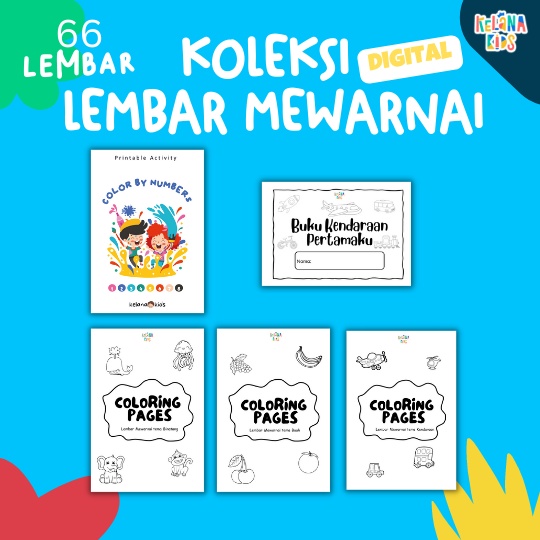 Jual Worksheet Mewarnai 66 Halaman Lembar Kerja Anak TK PAUD (Pdf ...