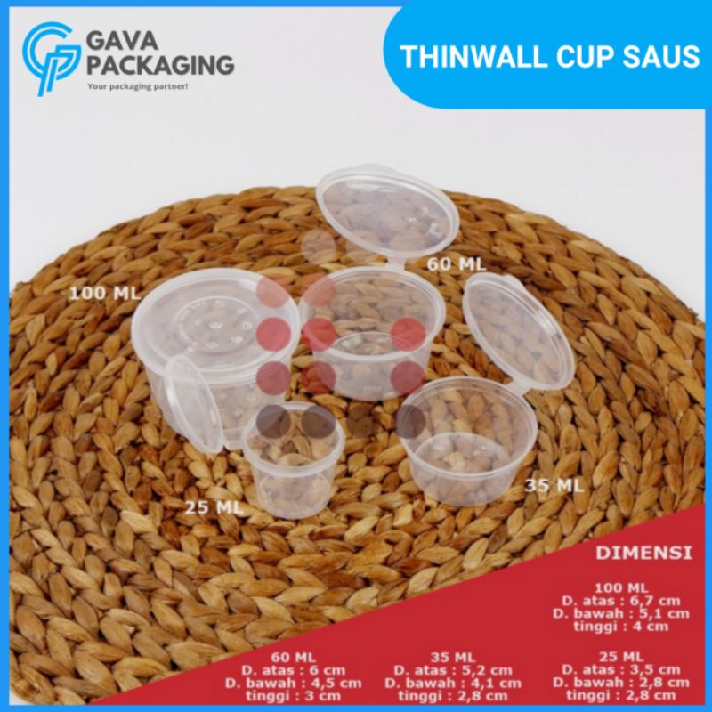 Jual Thinwall Cup Saus Pudding Dessert Ukuran 25 ml 35 ml 60 ml dan 100 ...