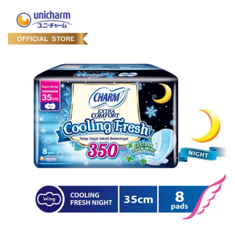 Jual CHARM Extra Comfort Cooling Fresh Night Pembalut Wanita 35 cm 8 ...