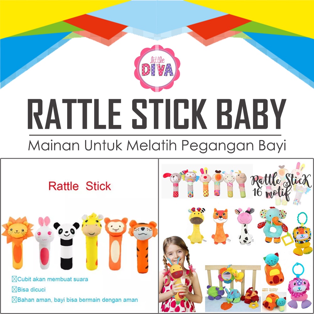 Jual MAINAN STIK RATTLE BAYI - RATLE STICK BABY Mainan Melatih Pegangan ...