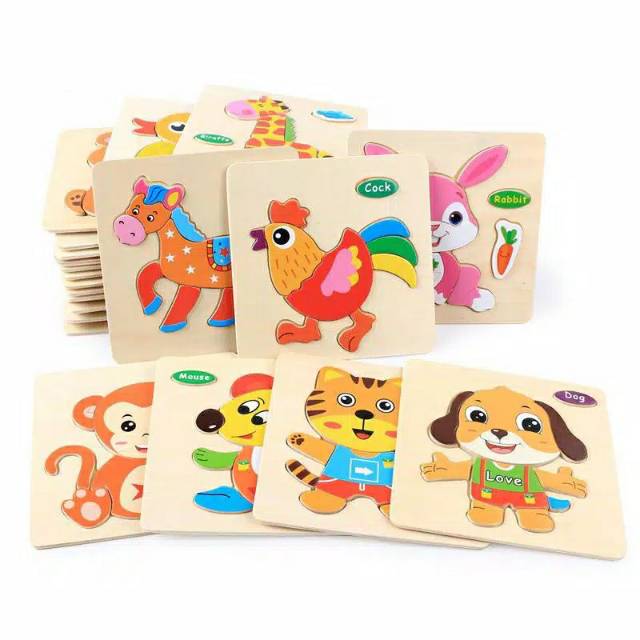 Jual Mainan Puzzle Kayu Bergambar Mainan Edukasi Anak Puzzle Hewan ...
