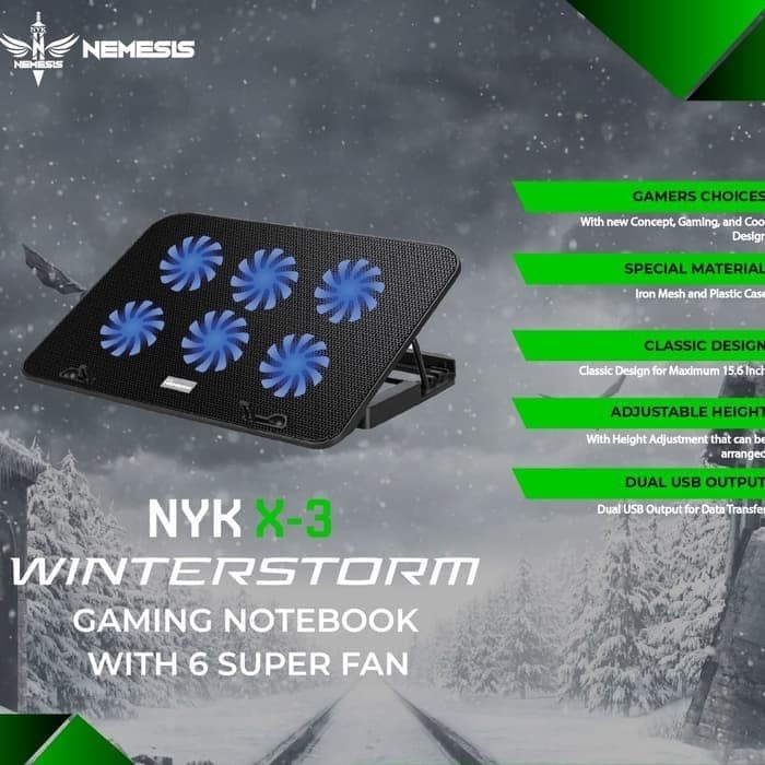Jual NYK Nemesis X3 Winterstorm Cooling pad 6 LED FAN Garansi Resmi ...