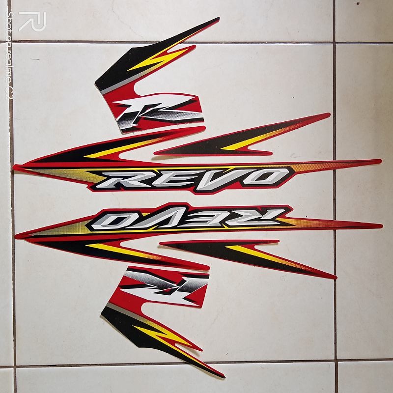 Jual stiker striping motor Honda revo R 2007 merah | Shopee Indonesia