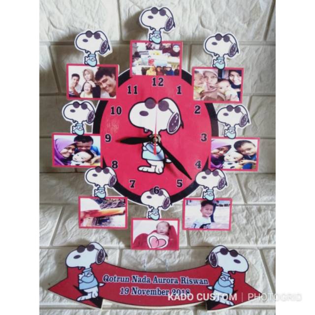 Jual Jam dinding pigura foto karakter snoopy gift hadiah kado custom ...