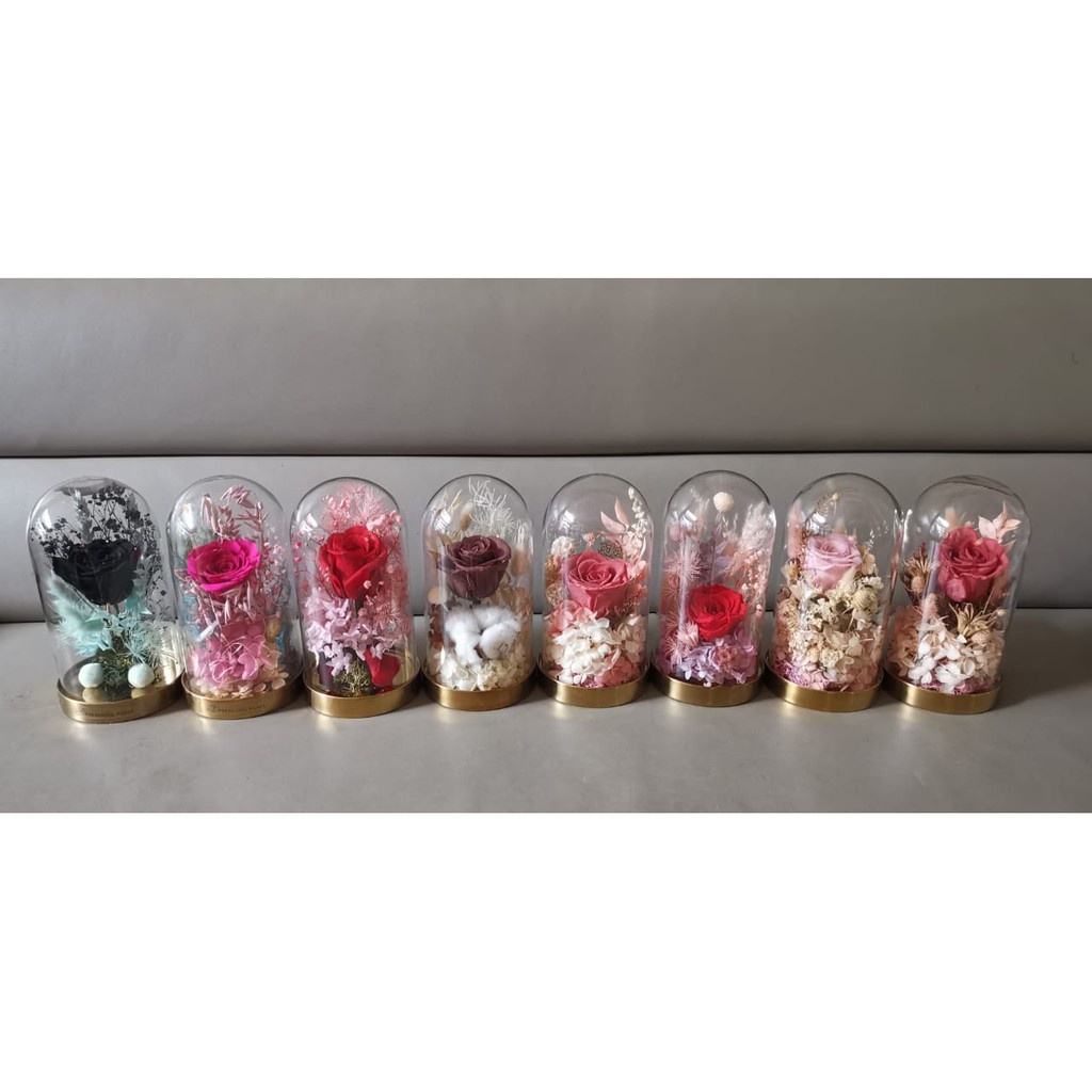 Jual Dome Rangkaian Bunga Preserved/Single Rose in Dome with Other ...