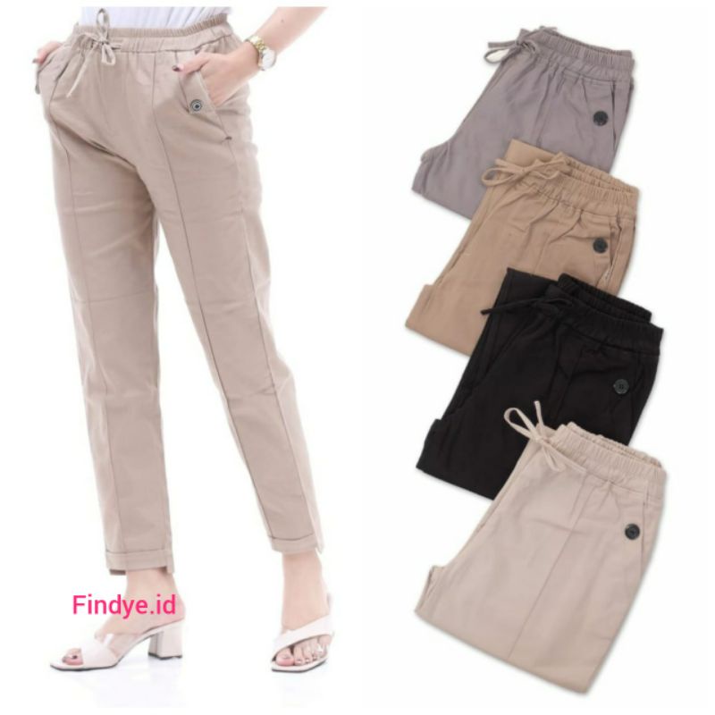 Jual CELANA BAGGY PANTS COMBED STRETCH DIAMOND JUMBO / CELANA WANITA 6L/7L/8L | Shopee Indonesia
