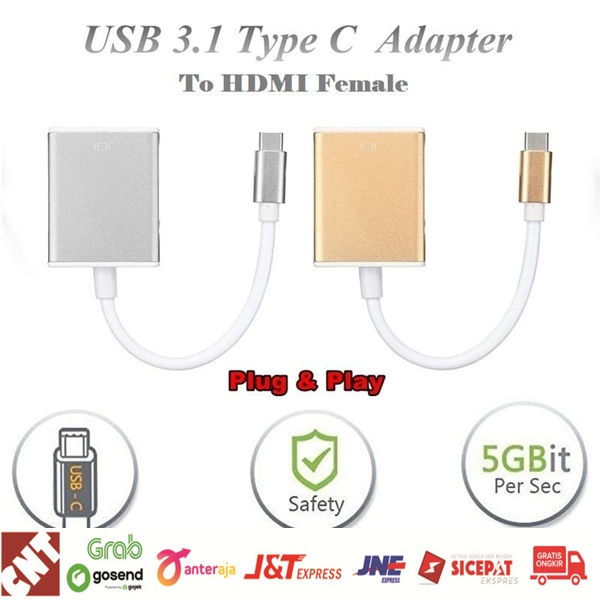 Jual USB 3.1 Type C To HDMI Converter Adapter / Converter Type C to Hdmi | Shopee Indonesia