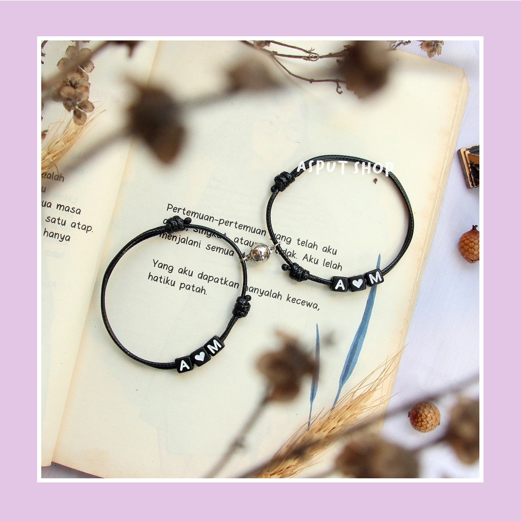 Jual (DAPAT 2) GELANG COUPLE MAGNET INISIAL HURUF /GELANG KAPEL ...