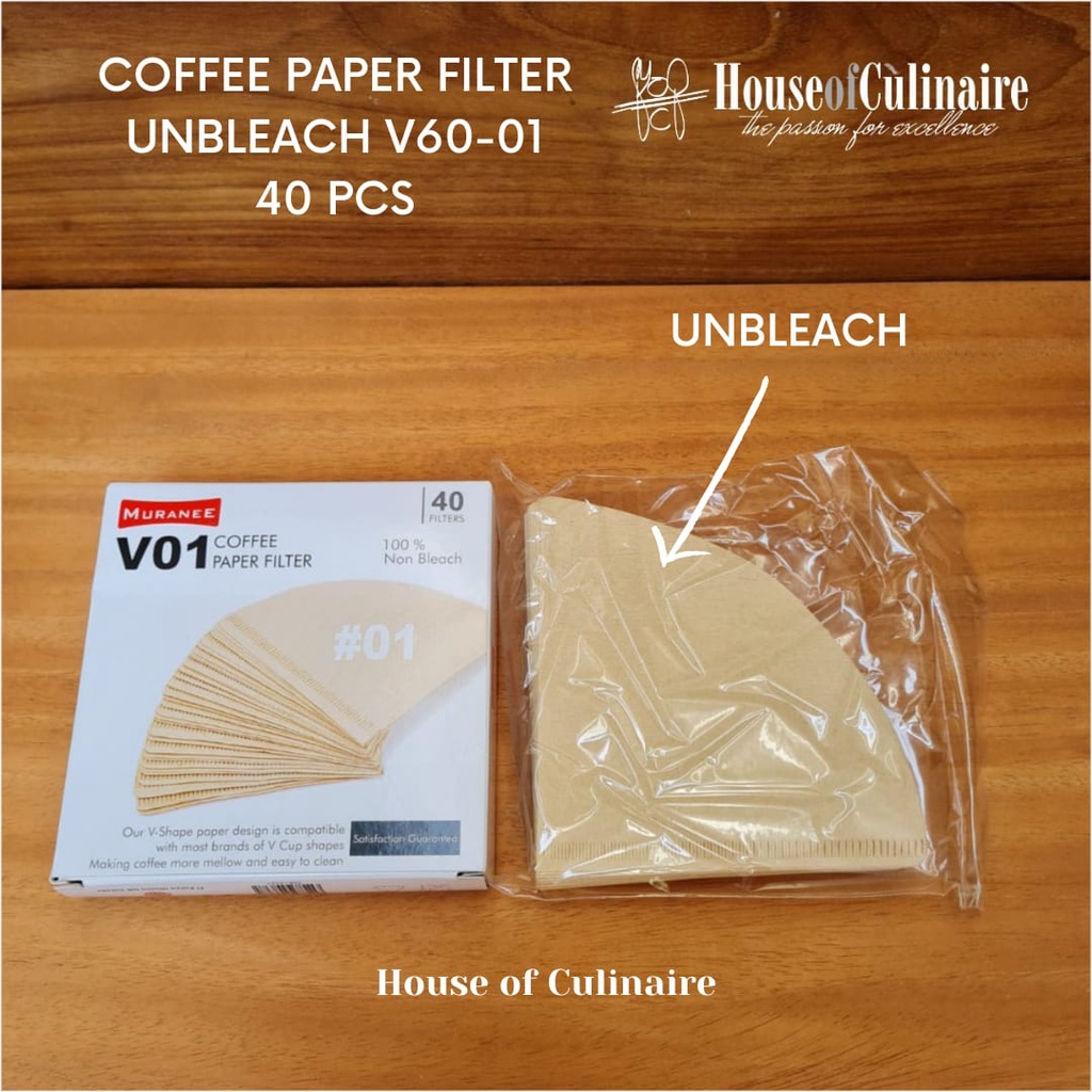 Jual Paper Filter V60 size 01 isi 40 pcs Unbleach Coffee Paper Filter ...