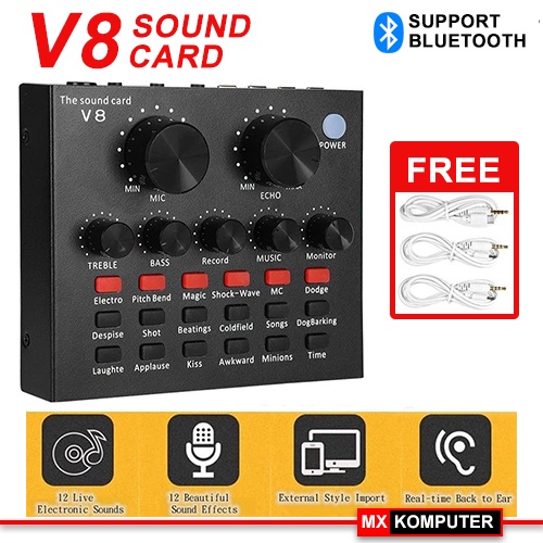Jual Sound Card V8 Singing Live Soundcard Mixer External Audio ...