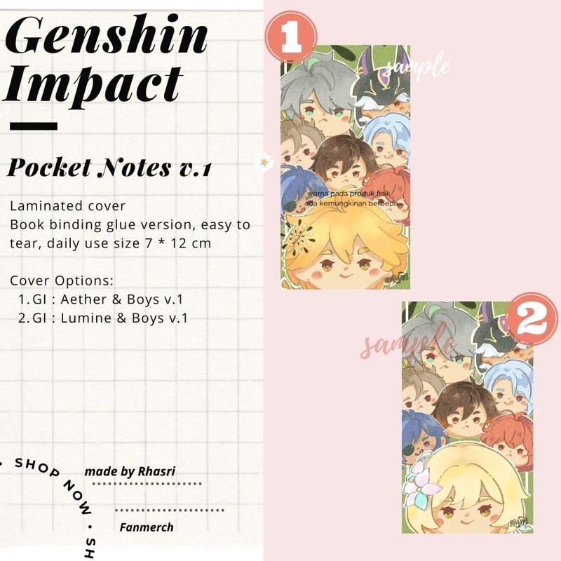 Jual pocket notes Genshin Impact Mini note Book anime - Blank paper ...