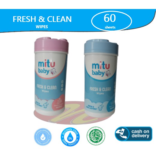 Jual Mitu Baby Wipes Fresh N Clean 60`S Botol /Tissue Basah Fresh ...