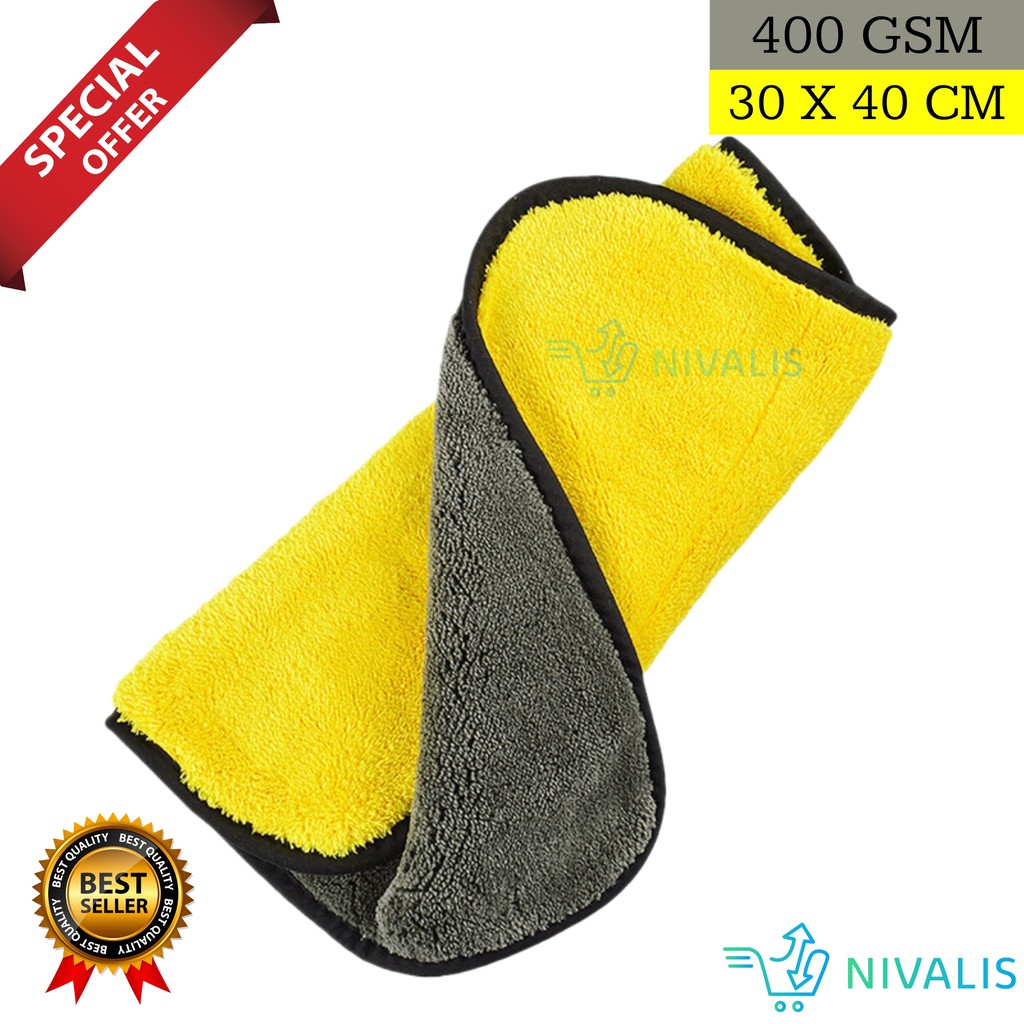 Jual KAIN LAP MICROFIBER 400GSM 30X40CM KAIN LAP KUNING MOBIL MOTOR ...