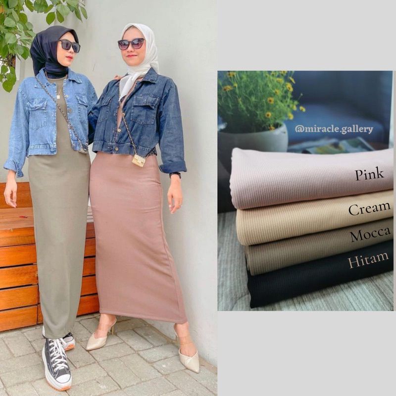 Jual (NEW ARRIVAL) INNER DRESS SPAN RAJUT KNIT PREMUM ( M L XL XXL ...