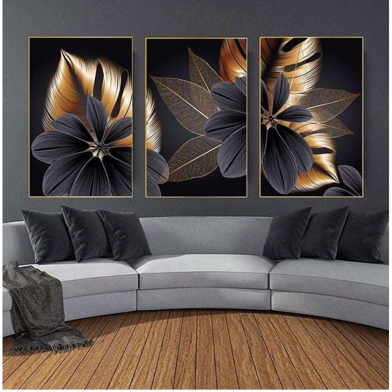 Jual Lukisan dinding bunga panel 3pcs modern art painting | Shopee ...