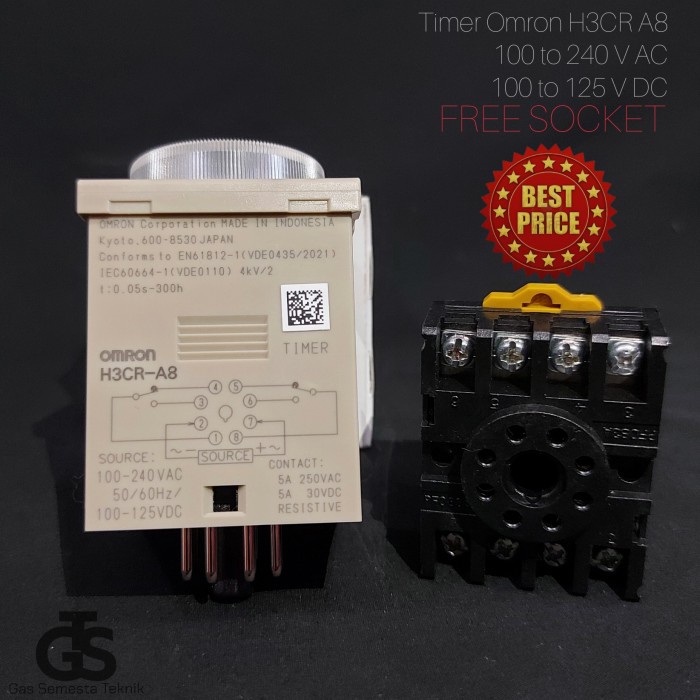 Jual Cindiashope Timer H3Cr-A8 220V Omron Timer Omron H3Cr A8 220V ...
