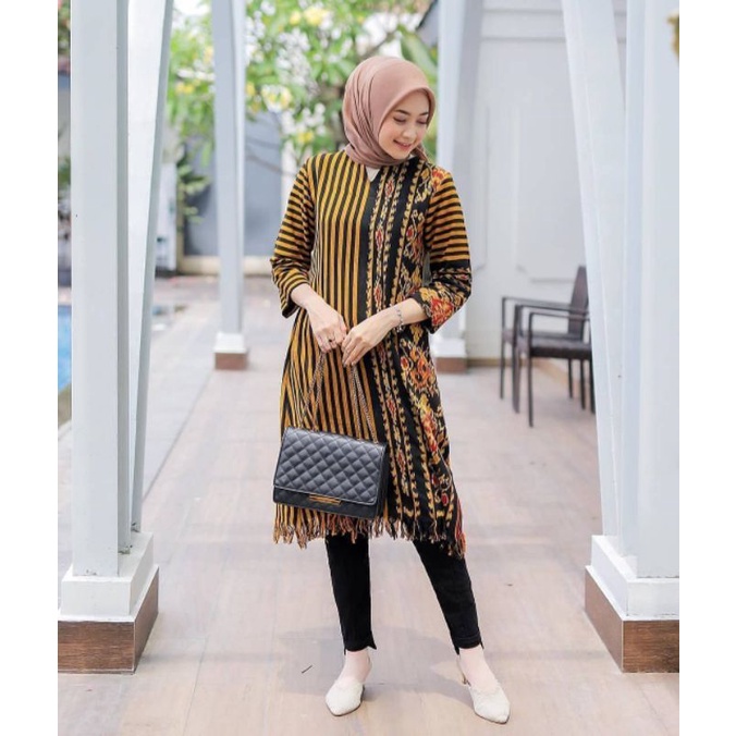 Jual tunik tenun rumbai -set baju tenun salur -tunik tenun salur ...