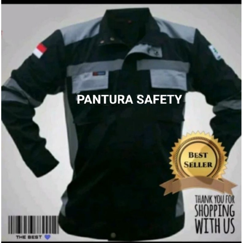 Jual SEMI JAKET SERAGAM BAJU SAFETY ABU HITAM WEARPACK | Shopee Indonesia