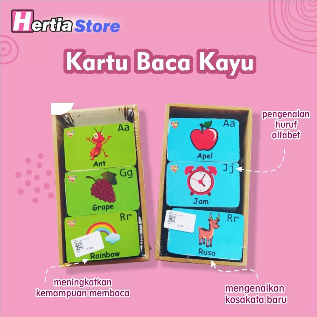 Jual [hertiastore] MAINAN EDUKATIF / KARTU BACA KAYU / MAINAN KAYU / KARTU BACA INDONESIA/KARTU ...