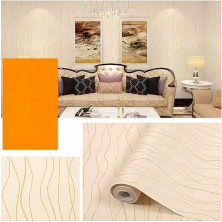 Jual WALLPAPER DINDING ukuran 45 cm x 10 M Motif GELOMBANG MAS SALUR WAVE GOLD EMAS | Shopee ...