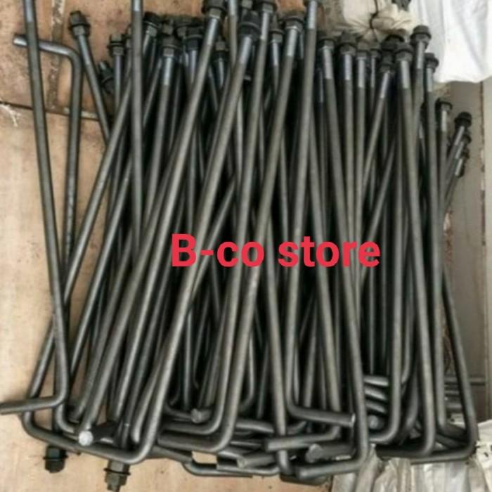 Jual angkur L besi ST37 hitam M22 x 60cm +2nut + 1ring /anchor bolt ...