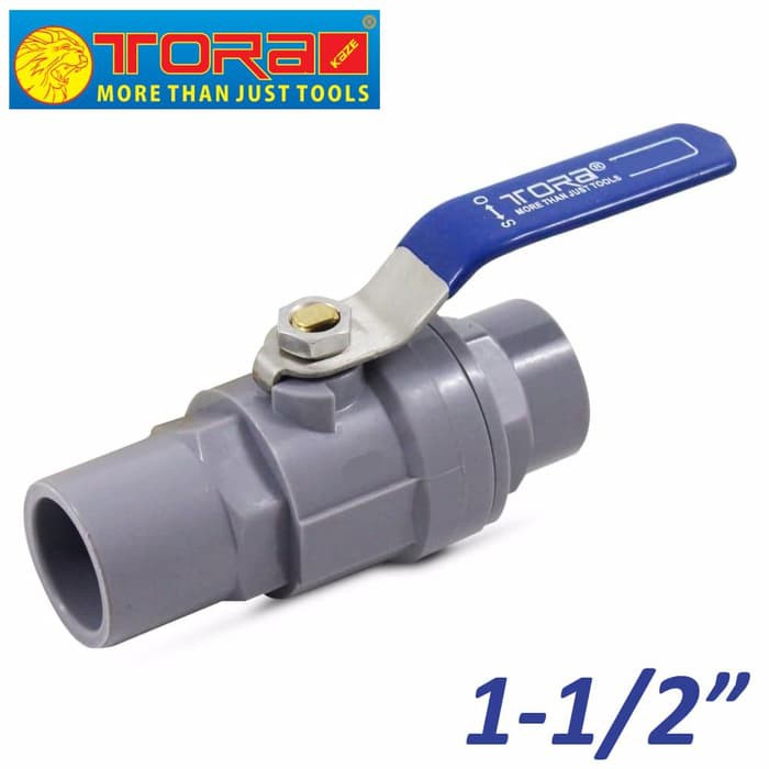 Jual Tora Ball Valve PVC Abu 1 1/2" AW / Stop Kran Paralon Gagang Stainless | Shopee Indonesia