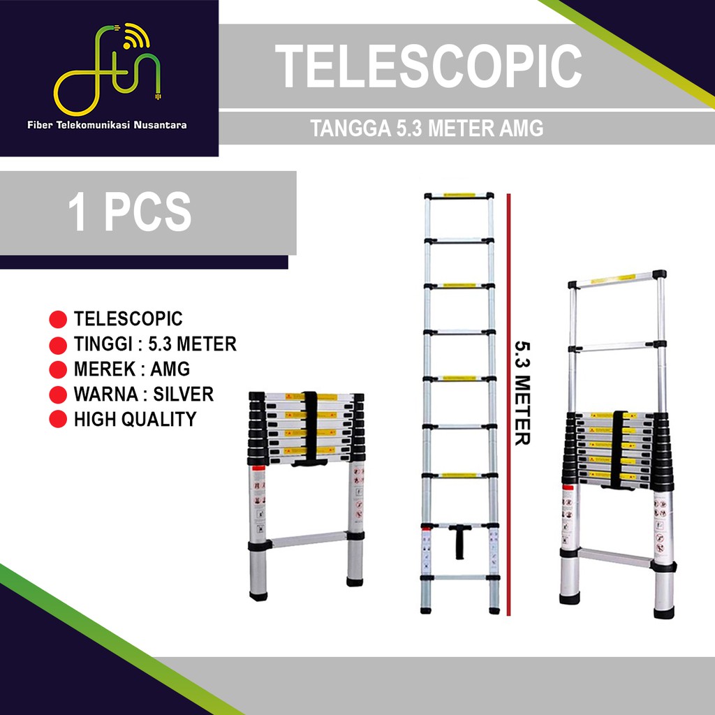 Jual tangga telescopic 5,3m/tangga lipat/tangga telkom | Shopee Indonesia