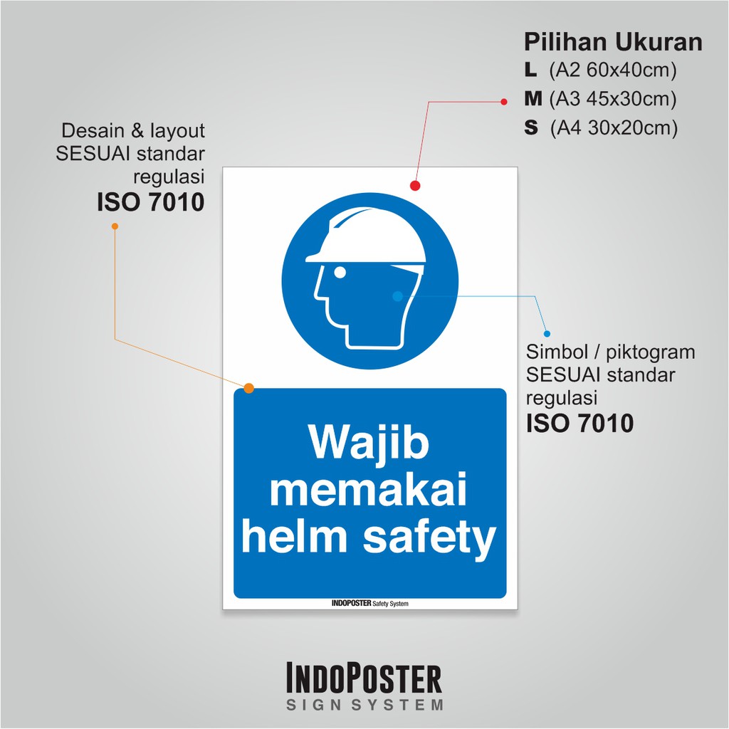 Jual Stiker Safety Sign Rambu K3 Wajib Memakai Helm Safety Pelindung ...