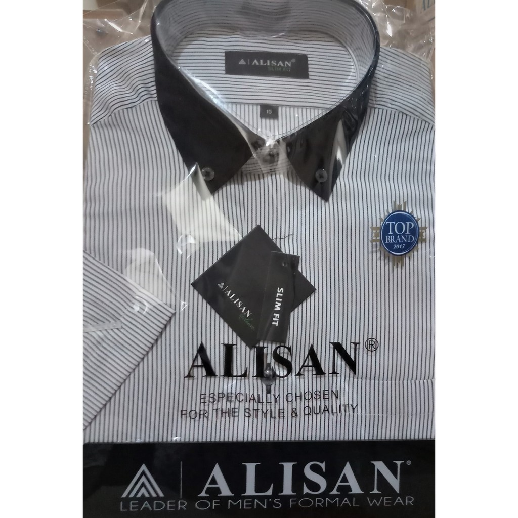 Jual ALISAN Original Kemeja Salur Lengan Pendek Kombinasi - SLIM FIT ...