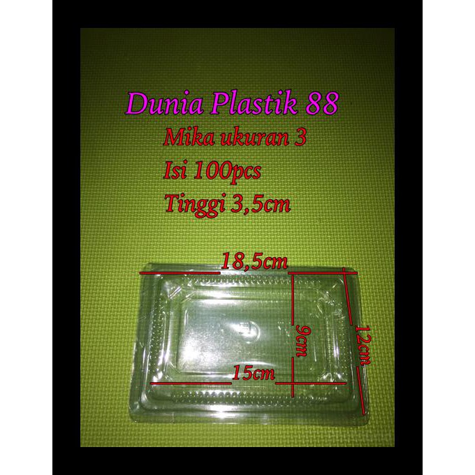Jual @100Pcs Ukuran 3 Box Mika Plastik Mika Bening Tempat Kue Nasi ...