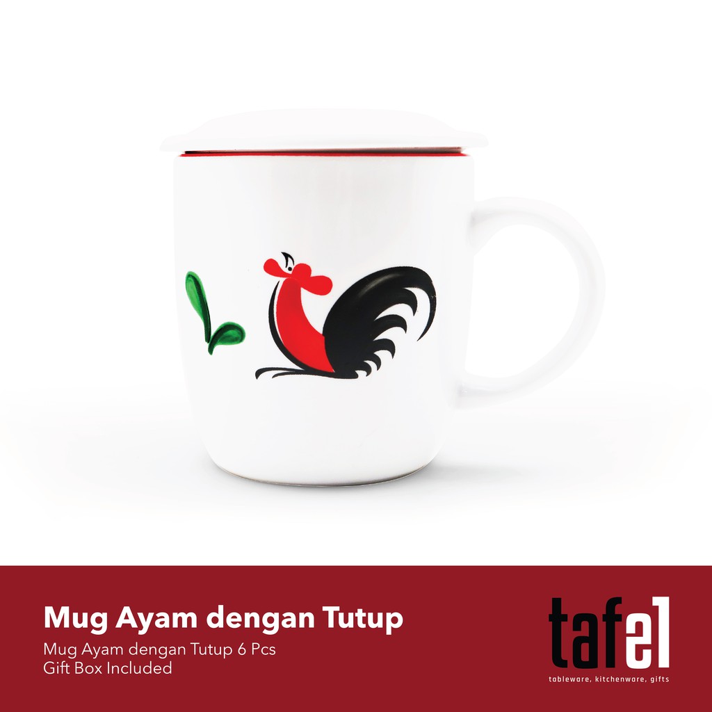 Jual Cangkir Mug Ayam Jago Dengan Tutup 1 set | Shopee Indonesia